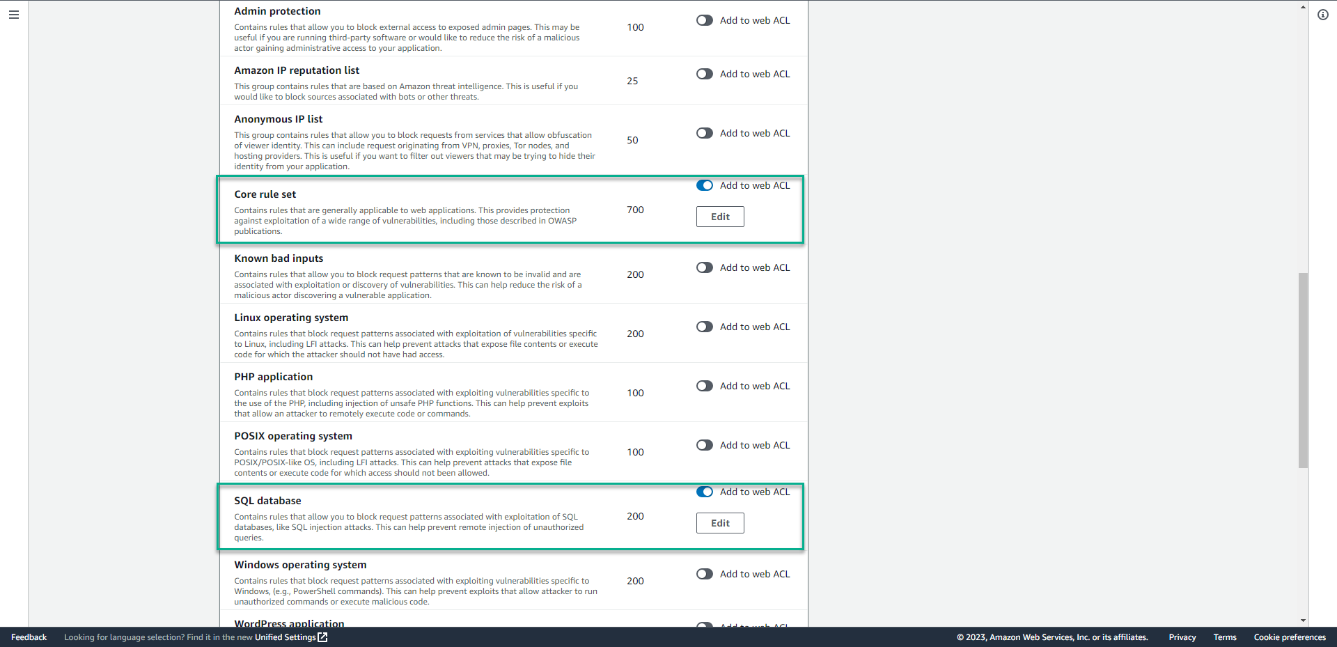 Web ACLs with managed rules :: AWS Web Application Firewall